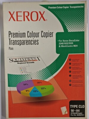 XEROX PREMIUM COLOUR COPIER TRANSPARENCIES PLAIN 50 X A4 | eBay UK
