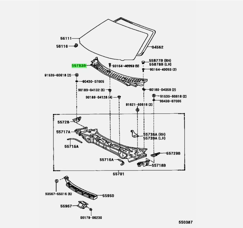 TOYOTA Genuine MR2 SW20 Cowl Top Ventilator Louver Front Panel RHD ...