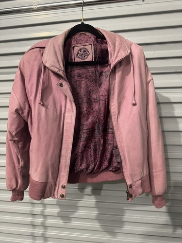 Vintage Rare pink Cayenne leather suede jacket bomber jacket size small ...