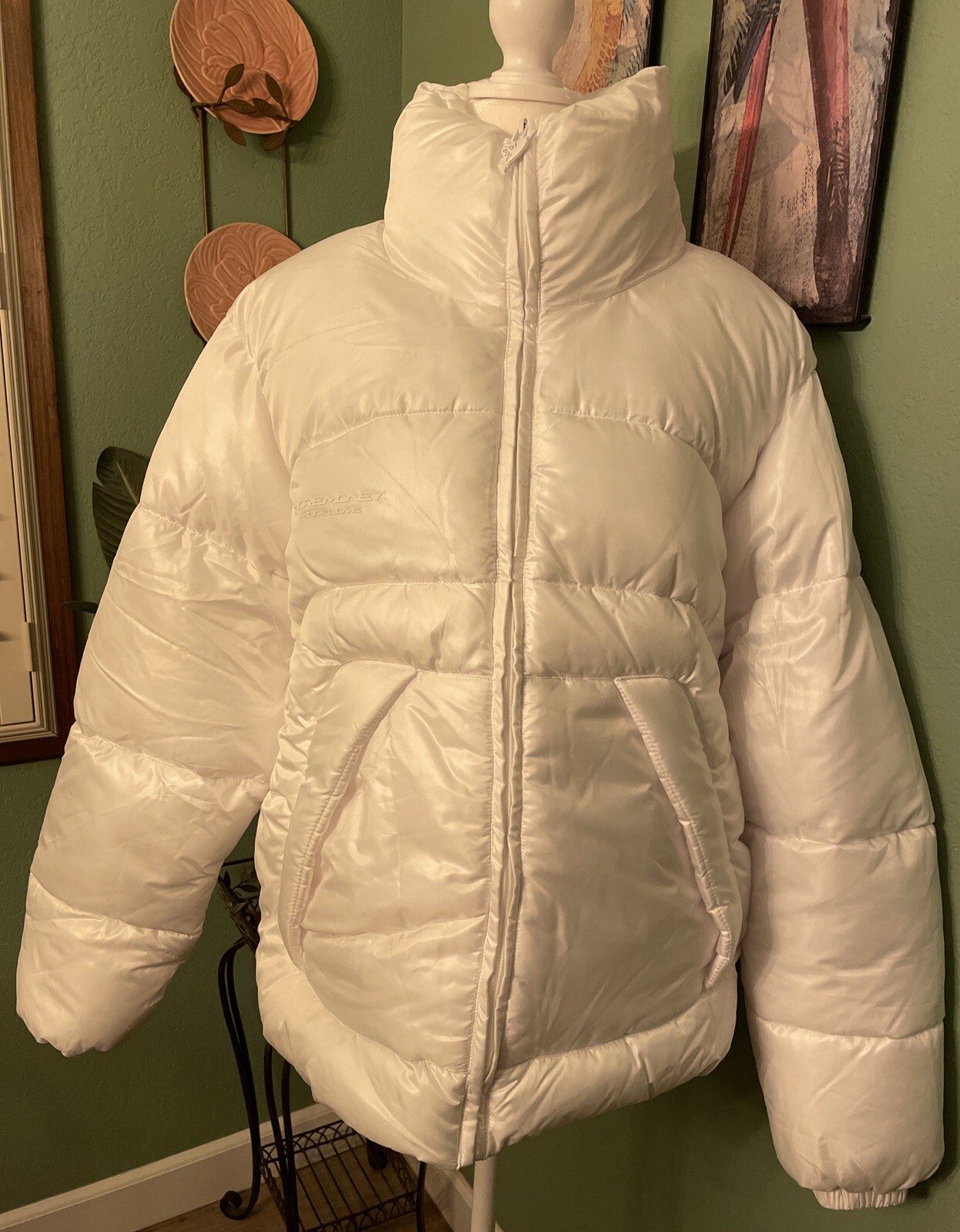 MOREMONEY MORELOVE LIGHT NINJA PUFFER WHITE JACKET MEDIUM HOODED | eBay
