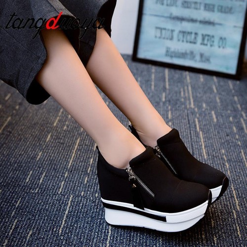 Casual Women's Platform Hidden Wedge Loafers Sneakers Slip On High ...