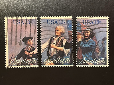 Used US 3 Stamp Complete Set. Spirit of 76. .13 Cent. 1976. #1629-1631 ...