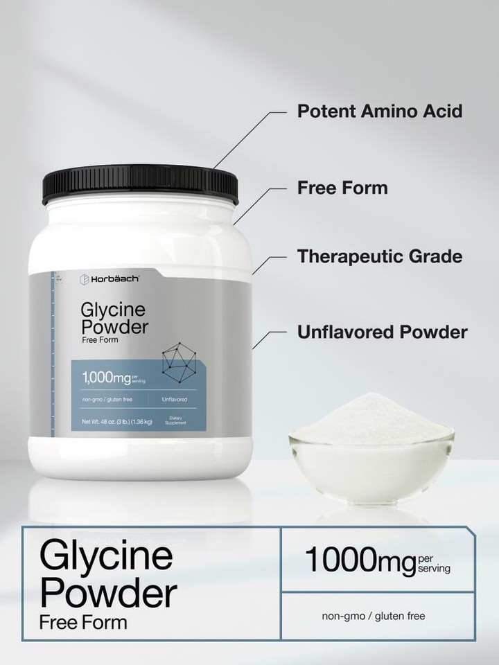 Glycine Powder | 3 lbs | Unflavored Powder | Vegetarian, Non-GMO | by ...