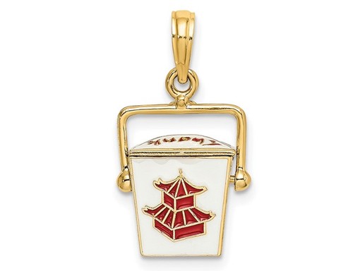 14K Yellow Gold Moveable Chinese Take-Out Box Charm Pendant (NO Chain ...