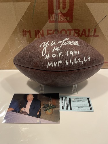 Y.A. Tittle signed Wilson Authentic Duke Throwback NFL Football w ...