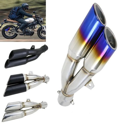 38-51mm Universal Dual Outlet Exhaust Silencer Motorcycle Exhaust ...