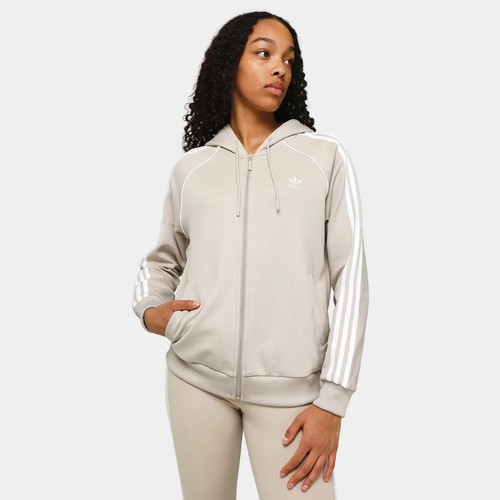 Adidas Originals SST FZ Womens full zip hooded Track Jacket Beige S ...