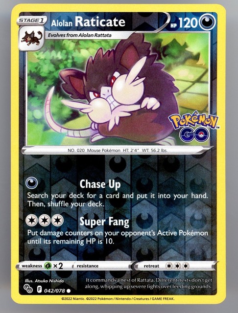 Pokémon TCG Alolan Raticate Pokemon GO 042/078 Reverse Holo Common for ...