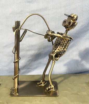 Fishing Welded Scrap Metal Art Sculpture Fisherman Unique (Snagged in ...