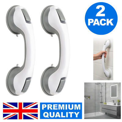 2 X SAFETY SUPPORT HAND RAIL HANDLE BAR GRIP GRAB SUCTION BATH BATHROOM ...