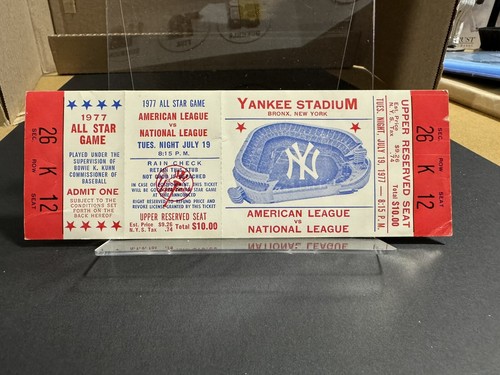 1977 MLB All Star Game Full Unused Ticket Stub New York Yankees Stadium ...