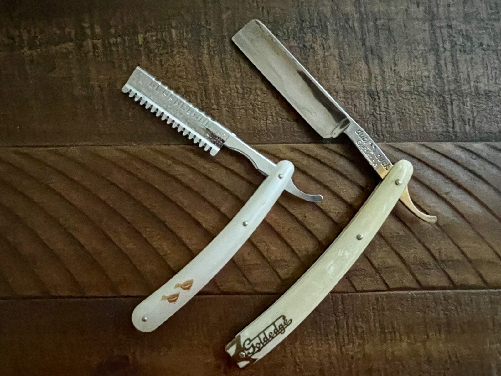 DUBL DUCK Gold Edge Straight Razor, Vintage Hair Shaper, & 2 Boxes of ...