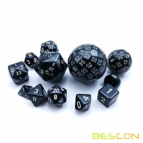 Bescon Complete Polyhedral DND Dice Set 13pcs D3-D100 RPG Dice Set in ...