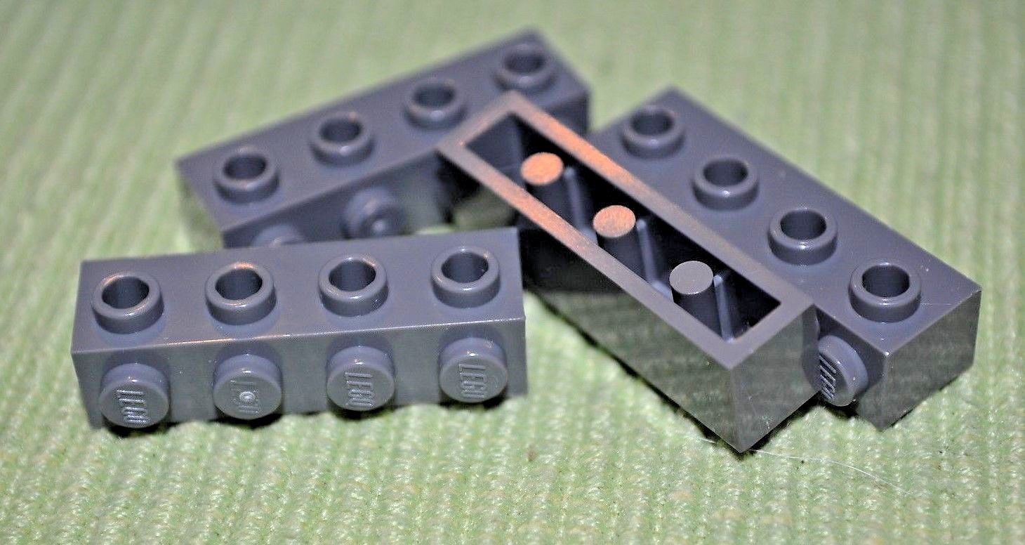 (4) 1x4 Dark Gray w/ 4 pegs on side Bricks (SNOT) Bricks ~ New Lego ...