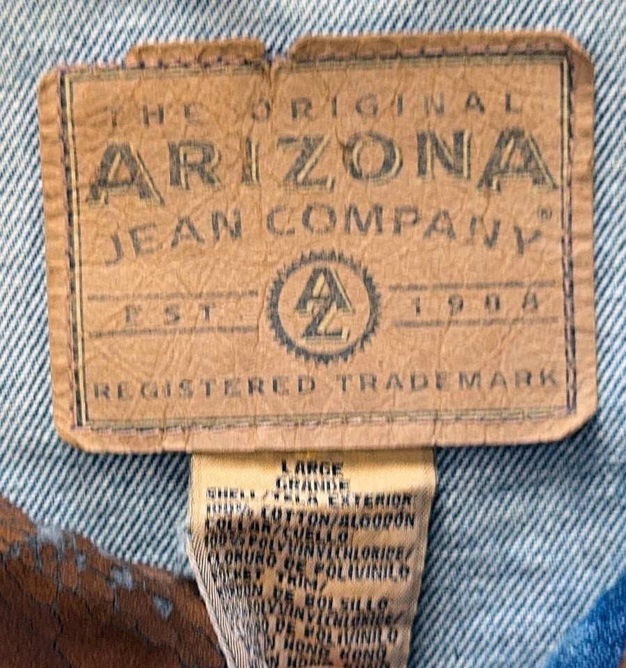 Vintage Arizona Jean Co Denim Jacket Size L Distressed Collar 100% ...