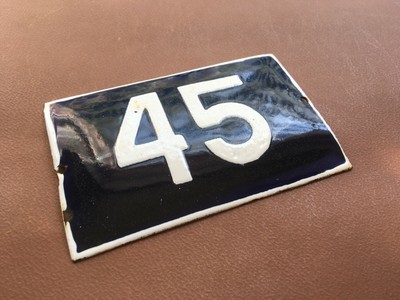 ANTIQUE VINTAGE ENAMEL SIGN HOUSE NUMBER 45 BLUE DOOR GATE STREET SIGN ...