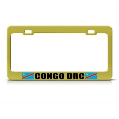 CONGO DRC FLAG GOLD COUNTRY Metal License Plate Frame Tag Holder Two ...