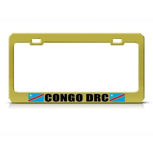 CONGO DRC FLAG GOLD COUNTRY Metal License Plate Frame Tag Holder Two ...