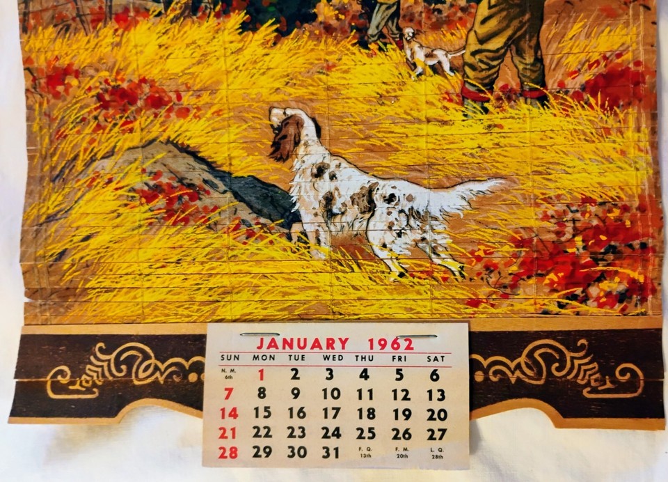 1962 MOBIL OIL Dealership CALENDAR SIGN....Falls City, Nebraska....NICE ...