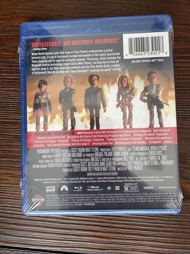 Team America: World Police Unrated (Blu-ray) Shout Factory 826663239218 ...