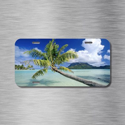 Beach Vehicle License Plate Front Auto Tag Plate Palm Tree Ocean Sea ...