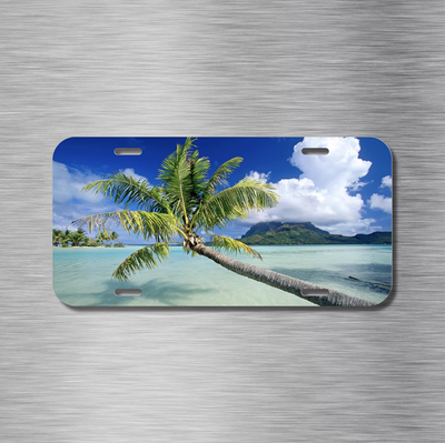 Beach Vehicle License Plate Front Auto Tag Plate Palm Tree Ocean Sea ...