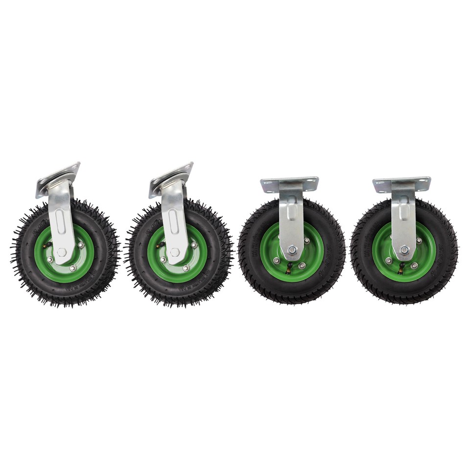 4pcs Pneumatic Air Tire Wheels 2 Rigid 2 Swivel HD Farm Cart Caster ...