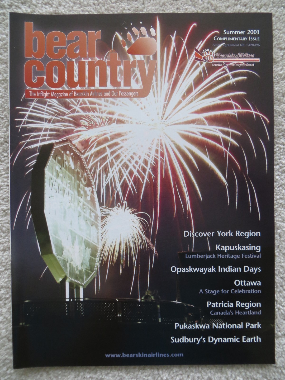 Bearskin Airlines Bear Country Inflight Magazine Summer 2003 = | eBay