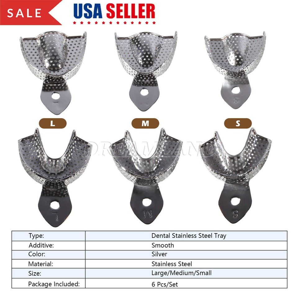 6 Dental Impression Trays set Perforated Denture Dental Instruments | eBay