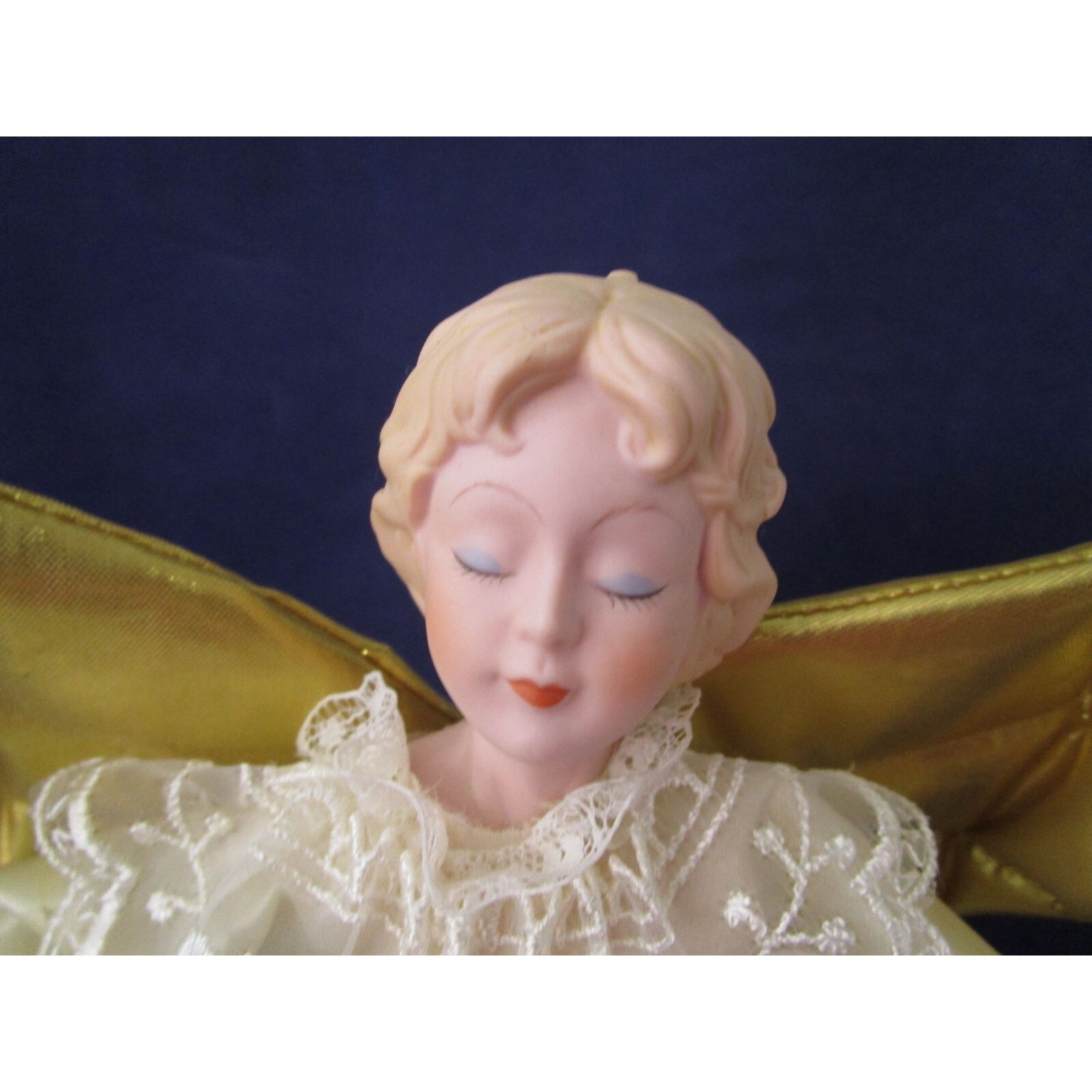 Ani-Mates Animated Angel Tree Topper Candle Gold Wings Satin Lace Gown ...