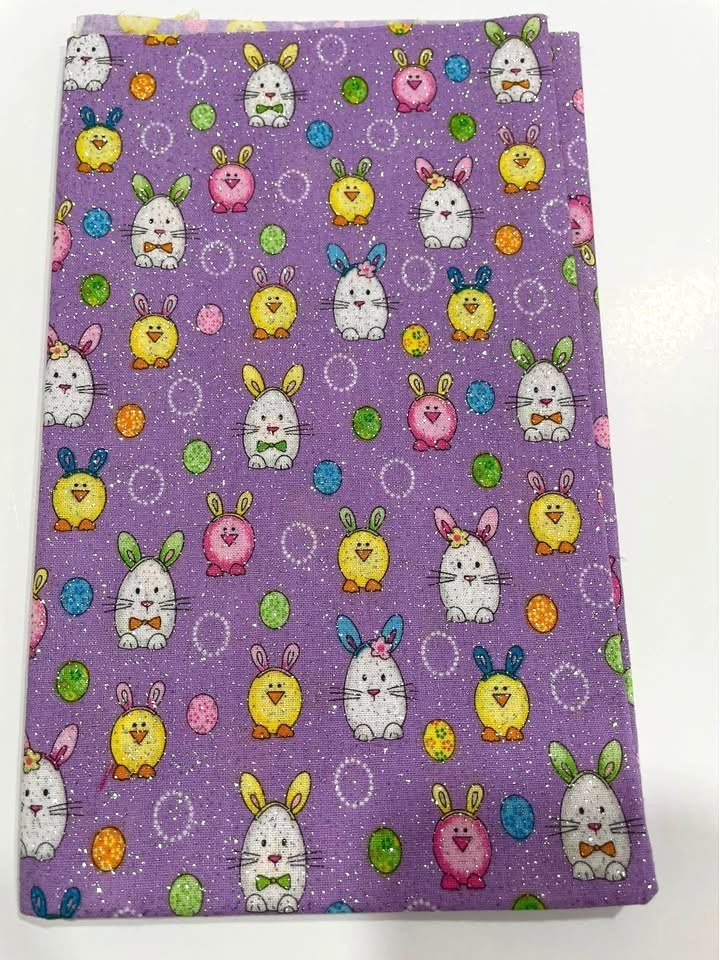 EASTER Print (4pcs) Cotton Fabric FAT QUARTERS 18”x21” each piece Bunny ...