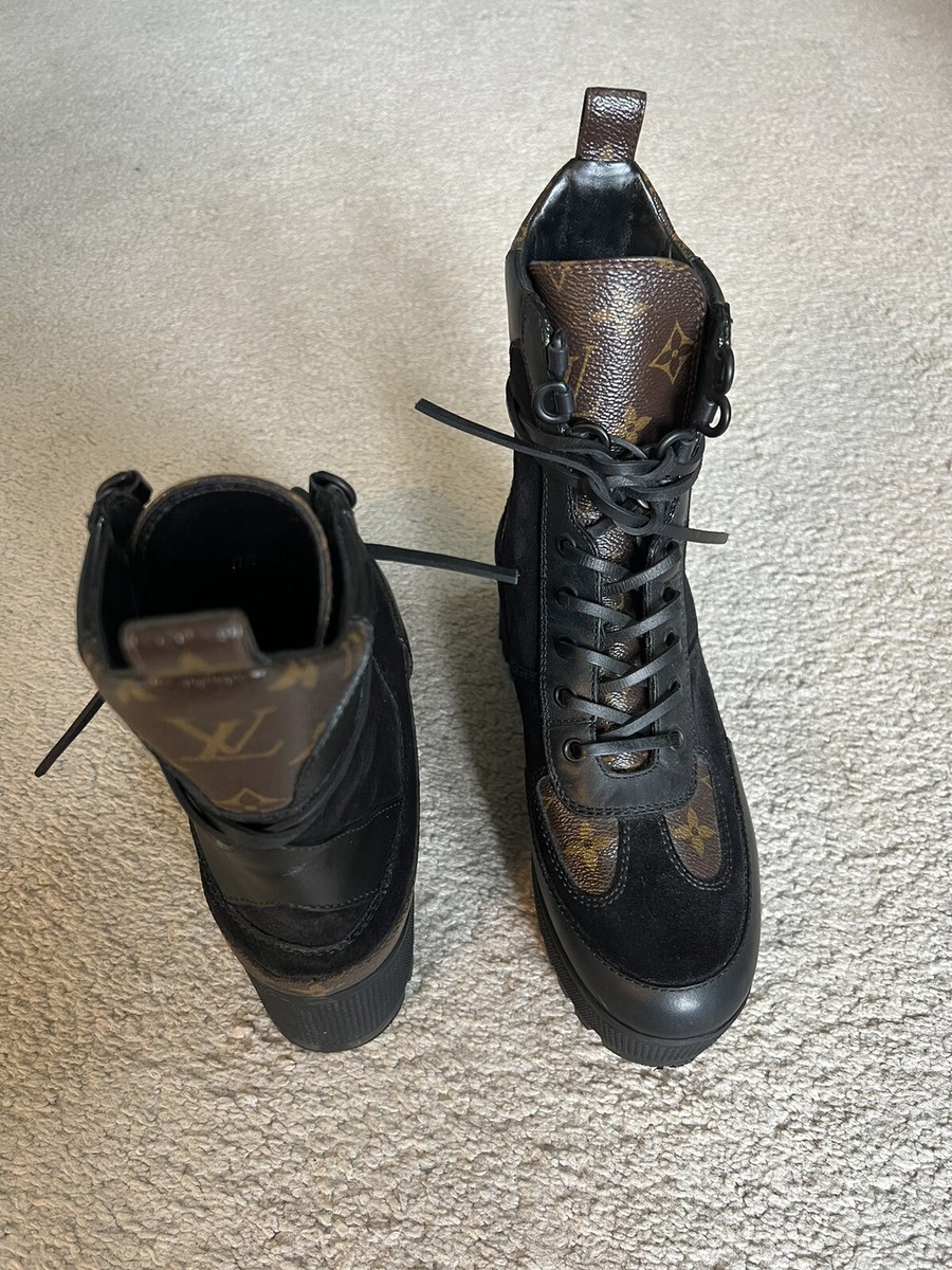 LOUIS VUITTON LAUREATE PLATFORM DESERT BOOT SIZE 37.5 BROWN LOUIS VUITTON LAUREATE PLATFORM DESERT BOOT SIZE 37.5 BROWN