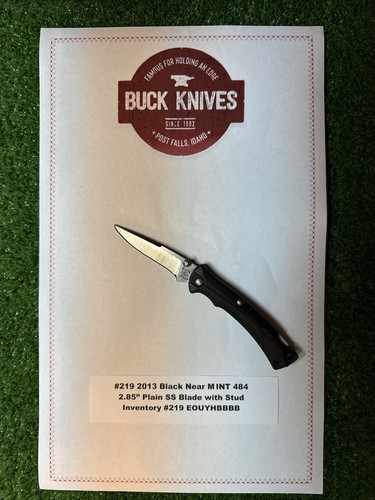 #219 2013 Black NearMINT 484 2.85” Plain SS Blade With Stud Buck knife ...