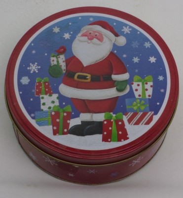 Christmas Santa box Tin Metal Red Can Storage Canister Container Bow | eBay