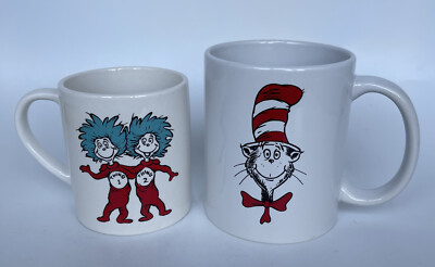 Dr. Seuss Cat in the Hat Coffee Cup Mug Thing 1 Thing 2 Cup 2021 Set Of ...