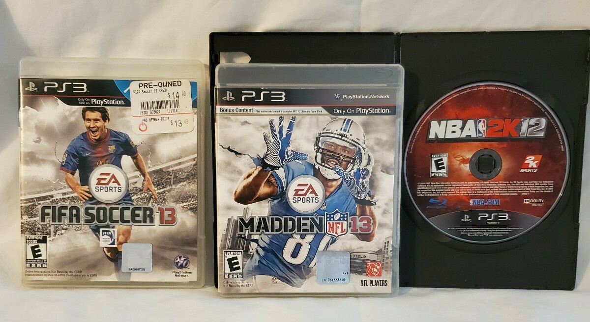 Lot of (3) PS3 Games Madden NFL 13, Fifa Soccer 13, NBA2K12 (Sony ...