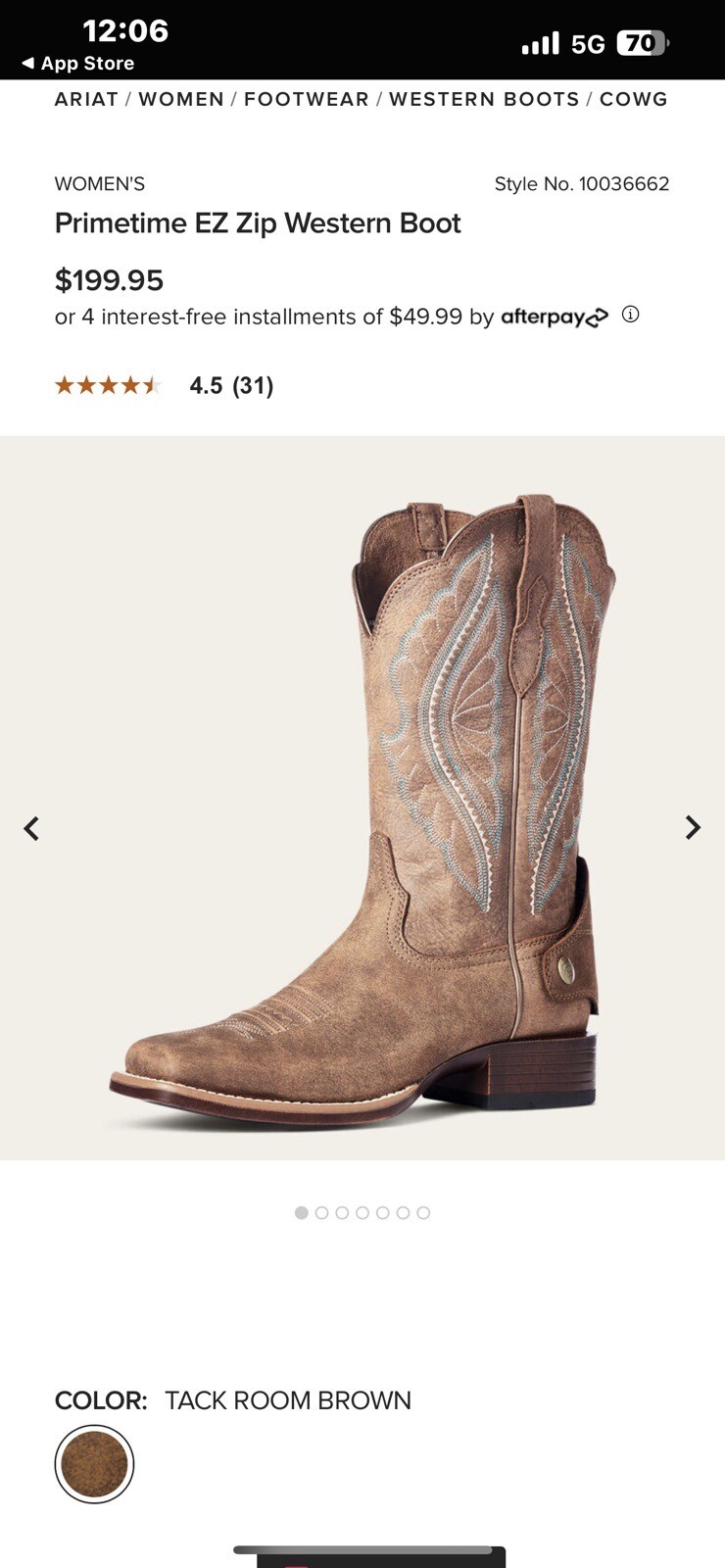 Ariat Western Boot Primetime Women's Size 7.5 EZ Zip Tack Room Brown | eBay