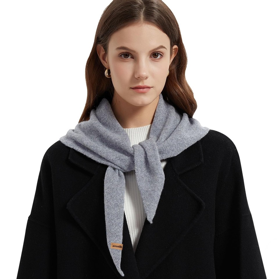 100% Merino Wool Triangle Scarf for Women - Soft Warm Winter Neck ...