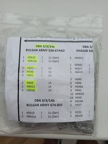 DBA 3/3/14a BULGAR ARMY 558-674AD Unpainted minatures 15mm, see pics ...