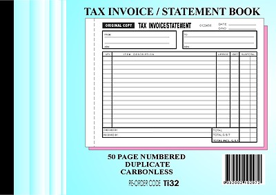 20x50 Page A4 Tax Invoice / Statement Books Carbonless (Landscape ...