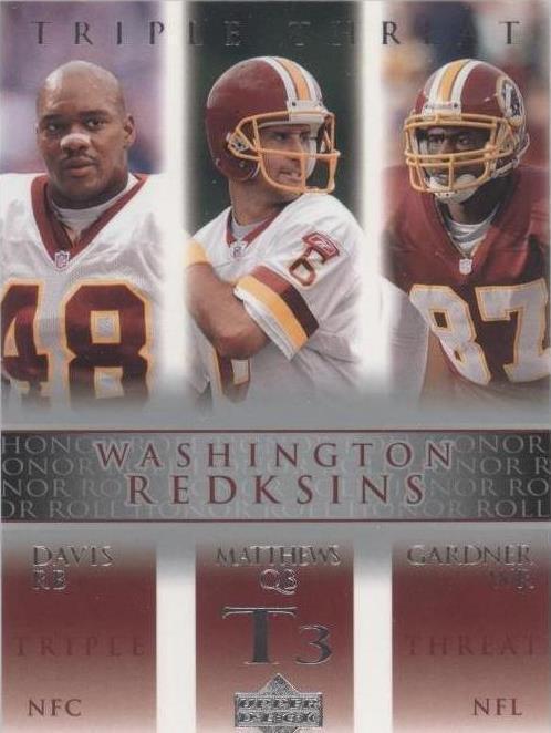 2002 Upper Deck Honor Roll - Triple Threat Stephen Davis, Rod Gardner, Shane Matthews #90 for ...