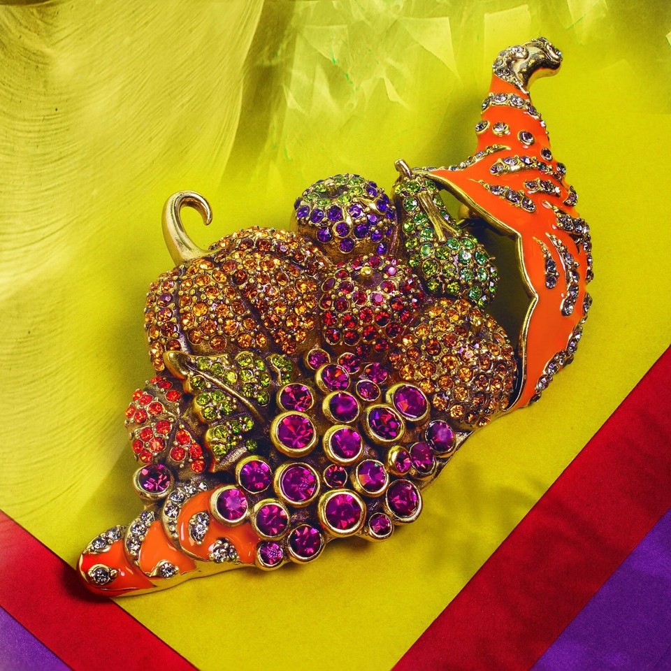 Heidi Daus Harvest Cornucopia Crystal Pin Brooch Swarovski Elements | eBay