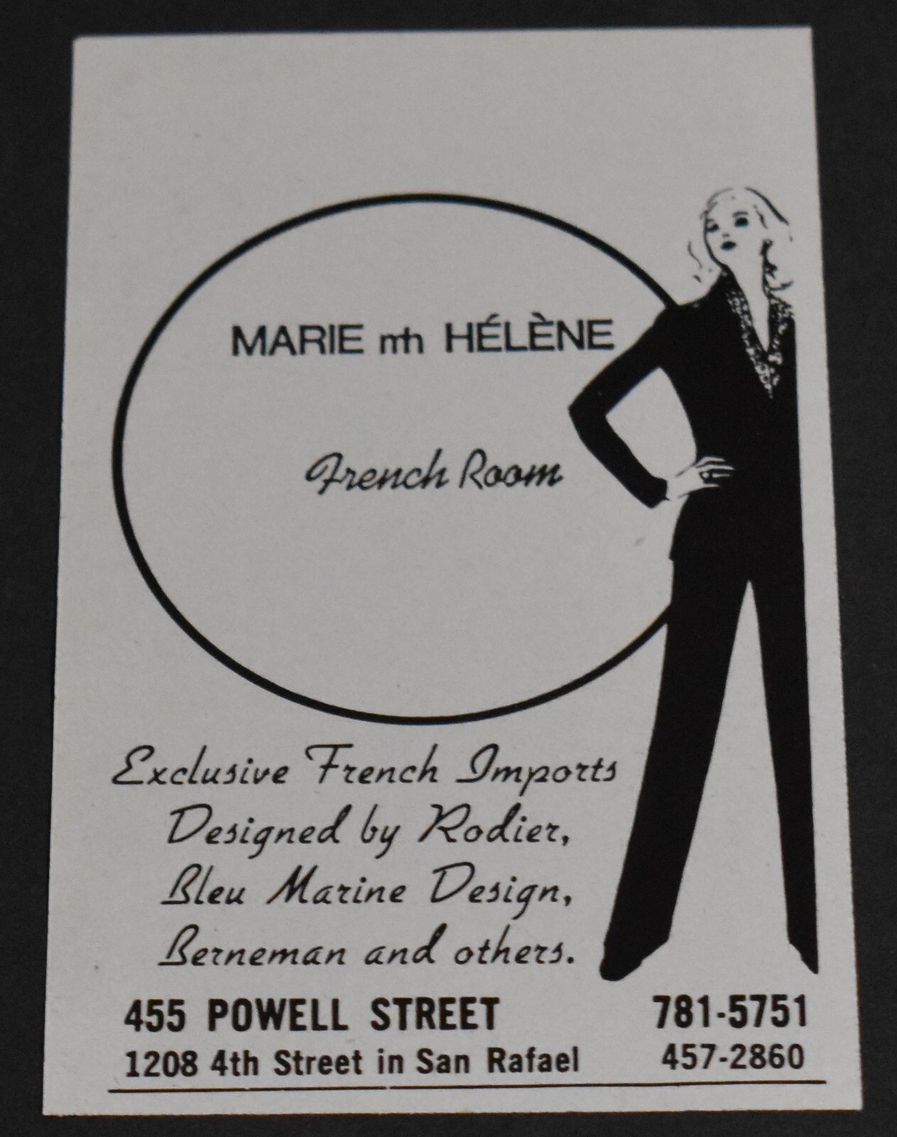 1979 Print Ad San Francisco Marie Helene French Room 455 Powell St Bleu ...