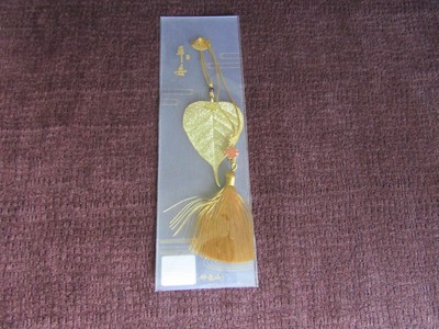 Gold Painted Real Leaf Bookmark from Buddhist Temple in Kaohsiung ...