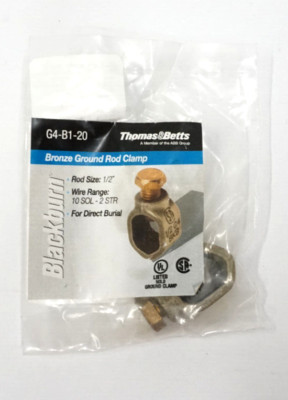 Thomas & Betts Blackburn Ground Rod Clamp 1/2" Rod #10 Sol - #2 STR CU ...