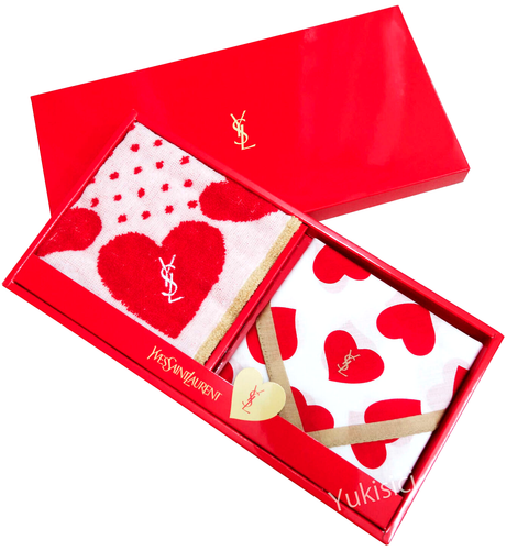 YSL Yves Saint Laurent Terry Velour Towel Heart Dots Heart Logo ...