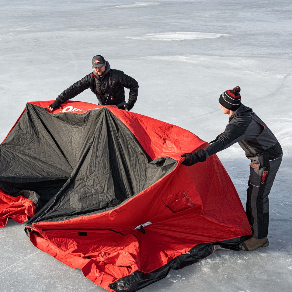 Eskimo QuickFish 6HD, Pop-Up Portable Ice Shelter, Red/Black, 6-Person ...