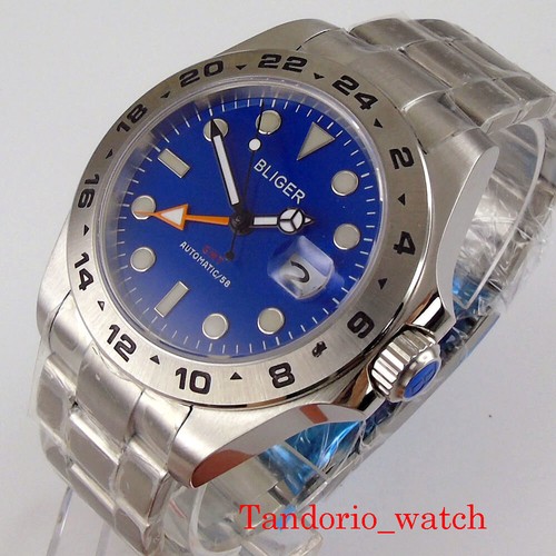 Luxury BLIGER Blue Dial 43mm Men Watch Sapphire Glass GMT Auto Date ...