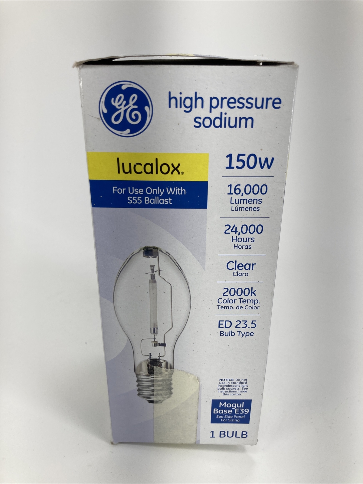 GE High Pressure Sodium 150 Watt Lucalox Lamp Bulb PC:30973 Clear | eBay