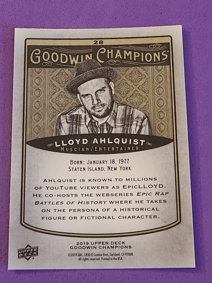 2019 Lloyd Ahlquist Upper Deck Goodwin Champions #28 | eBay